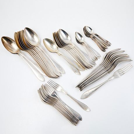 LOT SILVERSCUTLERY, 60 dlr, silver, GAB, model Svensk Spets, Stockholm ...