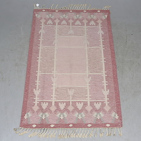 TEPPICH, Bettlaken, Ingegerd Silow, signiert IS, ca. 203 x 135 cm ...