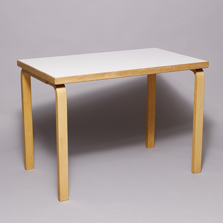 ALVAR AALTO. Rectangular table, legs of molded birch, countertop of ...