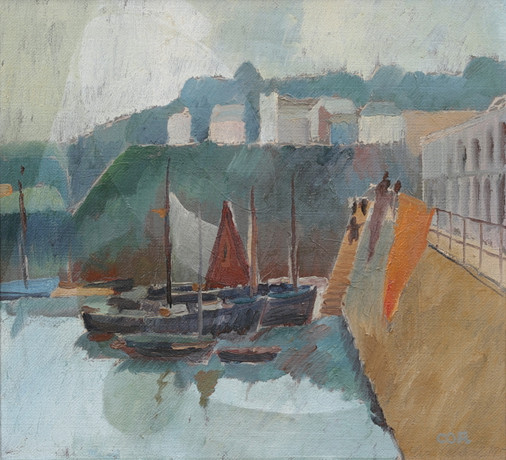 LEO LEHNER. Hamnmotiv, olja på pannå, signerad och daterad 1955. Konst ...
