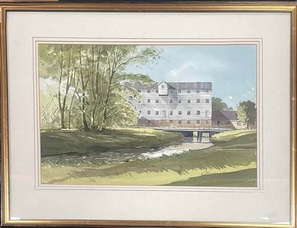 GRAHAM HOWLETT. INRAMAD AKVARELL AV EN KVARN. Konst - Måleri - Auctionet