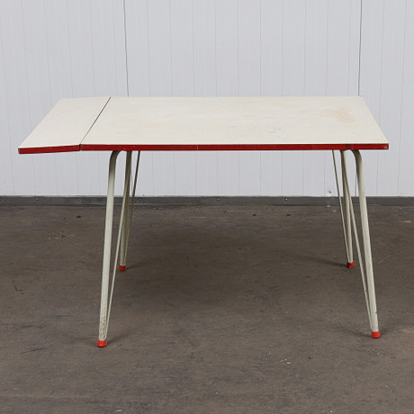 TABLE, with flap, lacquered metal and “Perstorpsdisk” mid 20th century ...