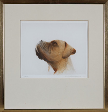 ULF WAHLBERG. Dog portrait, colour lithograph, signed and dated -83 and ...