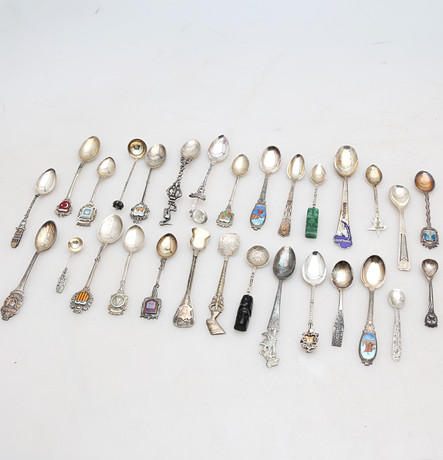 Twenty-nine city spoons and other types of spoons in silver, 20th ...