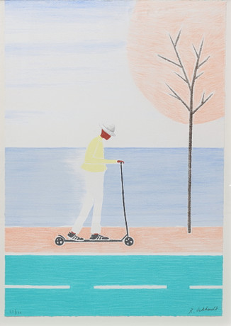 RASMUS ECKHARDT (F. 1982). ”Lonely Rider 3”, färglitografi, nr 69/120 ...