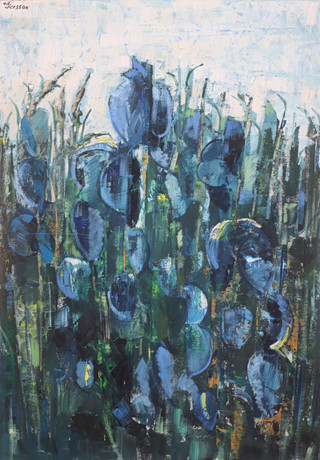 OLLE LARSSON. Composition with vegetation, oil on panel, signed. Art ...