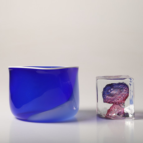 A GLASS BOWL AND SCULPTURE, fol. a. Helena Gibson. Glass - Art glass ...