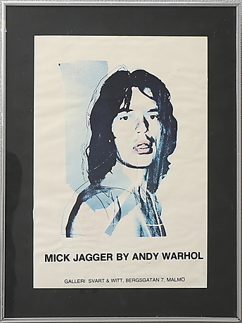 AFFISCH, Mick Jagger by Andy Warhol, Galleri Svart & Witt, Bergsgatan 7 ...