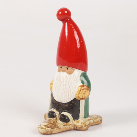 LISA LARSON. Figurin, tomte på skidor, keramik, K-studion. Keramik ...