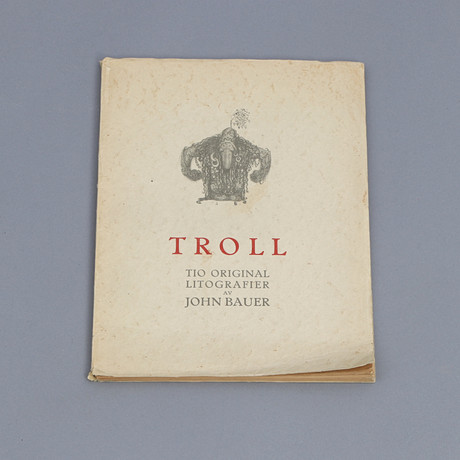 JOHN BAUER. Mapp. "Troll", Tio originallitografier av Johan Bauer ...
