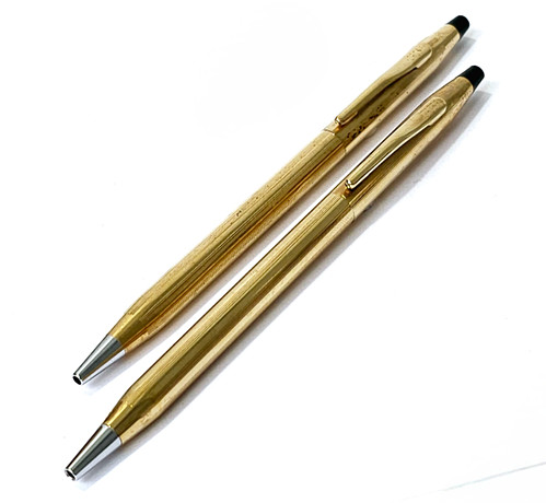 SETS OF TWO CROSS CLASSIC CENTRUY PLAQUE BALLPOINT PENS IN GOLD, 20TH ...