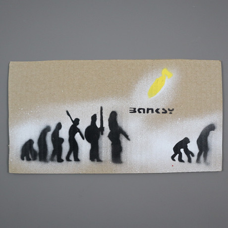 - BANKSY. EFTER. - ”Evolution”, 2015, pochoirtryck (stencilgraffiti) på ...