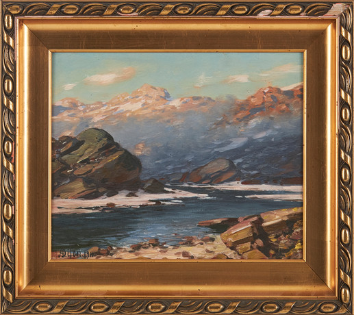 ANDREAS EDVARD DISEN (NOR 1845-1923). Landskap med vatten, olja på ...