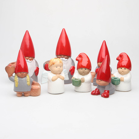 LISA LARSON. Tomtar och tärnor, 8 delar, ljushållare, etikettmärkta ...