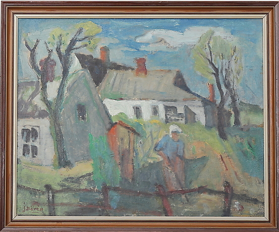 JOHAN BÖRÉN. Street house, oil on Board, signed J Börén. Art ...