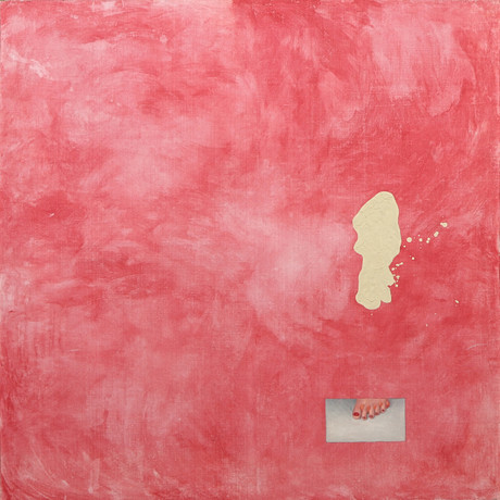 OCKIE NIDSJÖ. Oil painting on canvas, fed on canvas. Composition in red ...