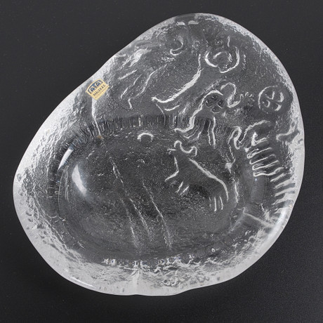 MATS JONASSON. Bowl/ashtray, art glass, rock carvings, Paint ridge ...