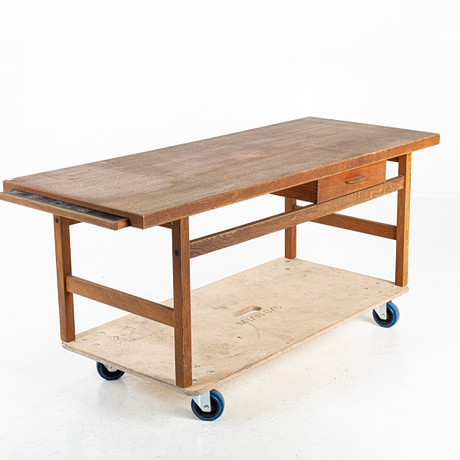 COFFEE TABLE, with drawer and pull-out flap, solid teak, 1950/60s ...