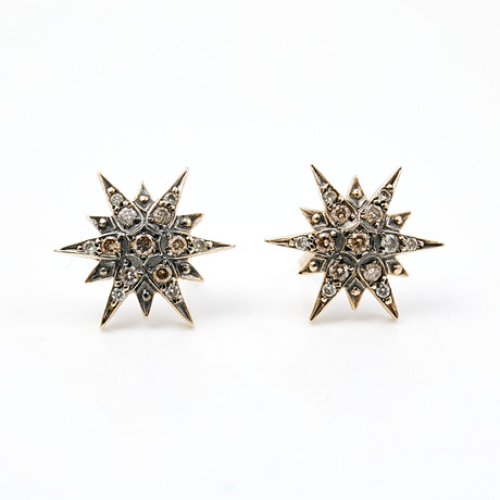 H.STERN, Earrings, 18k gold and silver, smaller diamonds, in the shape ...