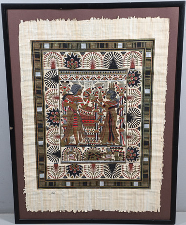EGYPTIAN SCHOOL (CONTEMPORARY). A MODERN PAPYRUS PAINTING IN THE ...