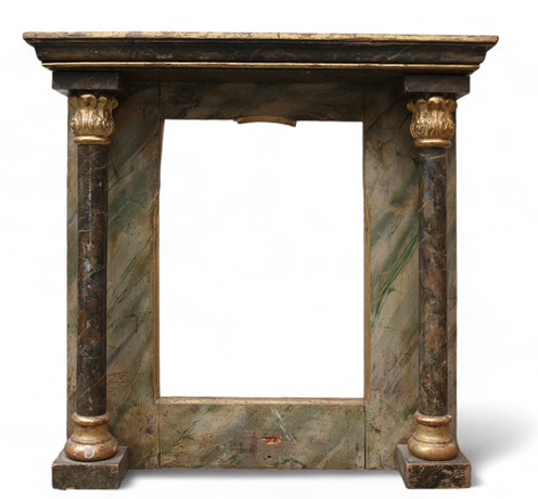 Neoclassical frame in carved, polychrome and gilded wood, from the ...