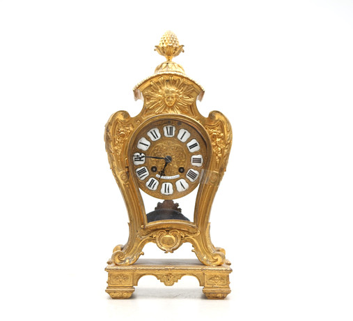 French Regency-style table clock in gilded bronze, from the late 19th ...