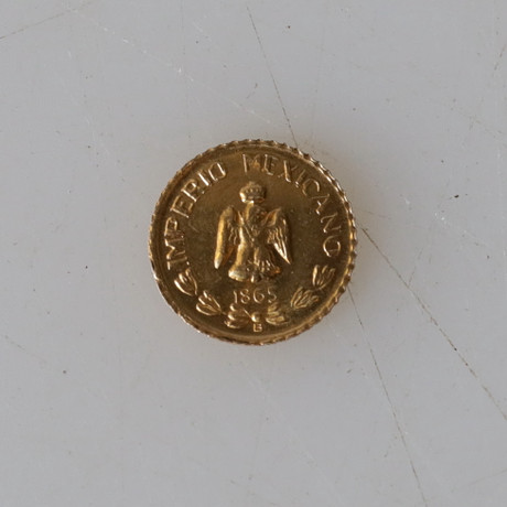 COIN, 9K gold, Imperio Mexicano, Maximilian Imperador, 1865. Coins ...