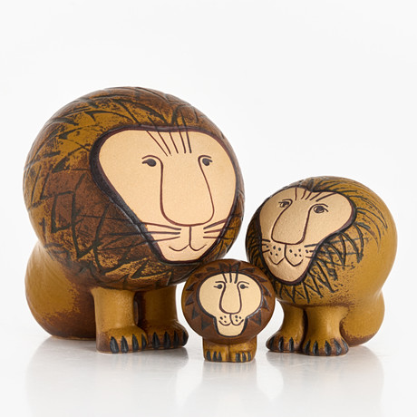 LISA LARSON, Figuriner, 3 st, Lejon, Gustavsberg, märkta LISA L ...