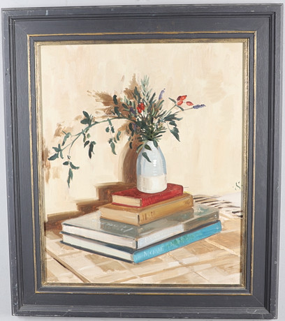 SAM TRAVERS (B.1984). ROSEHIPS AND BOOKS. Art - Paintings - Auctionet