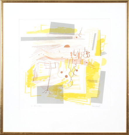 KJELL LÖNNÅ. Composition, lithograph in colours, signed and numbered HC ...