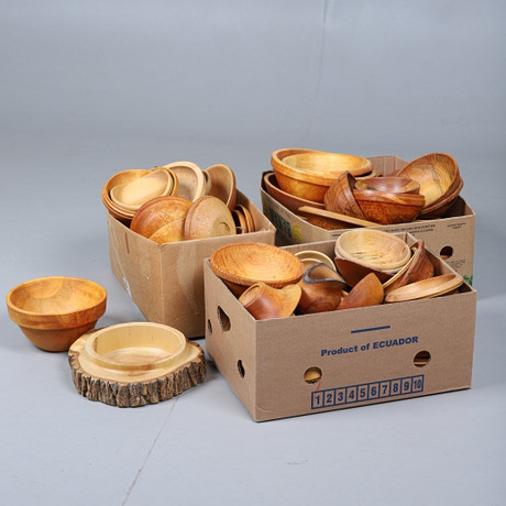 PARTY, WOODEN BOWLS, beakers, plates etc. 1990's. Swedish Folk Art ...
