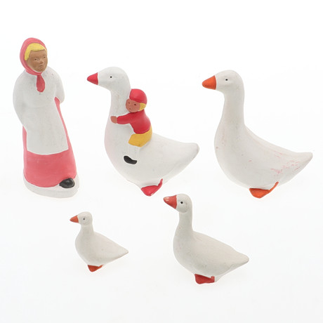 KARL ARTHUR FREDRIKSSON. A set of five stoneware figurines by Nils ...