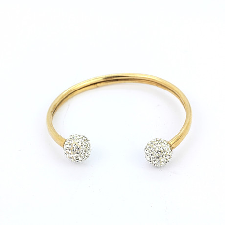 9CT YELLOW GOLD STONE SET TORQUE BANGLE. Jewellery & Gemstones ...