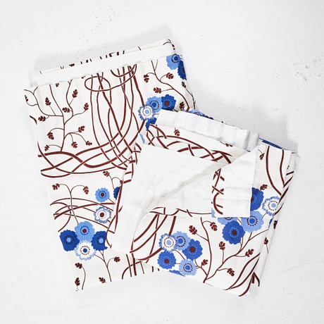 JOSEF FRANK. Gardinlängder, 1 par, "Loops", Firma Svenskt Tenn, linne ...