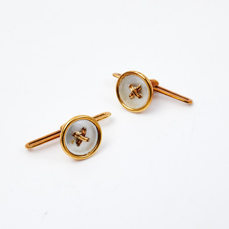 COAT BUTTONS, 1 pair, 18 k gold, with mother of pearl, JPE, Swedish ...