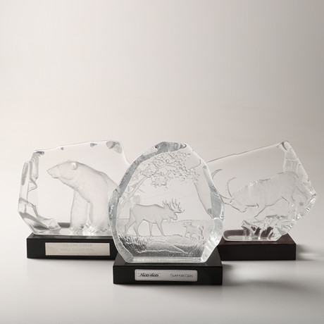 SCULPTURES, 3 pieces, glass, Mats Jonasson and Göran Boström/Paul ...