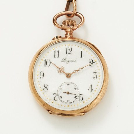 LONGINES, women's pocket watch, 14k gold, base metal inner case, white ...