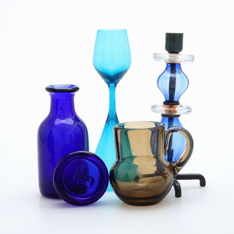 GLASS OBJECTS, 5 pieces, Erik Höglund etc. Glass - Utility glass ...