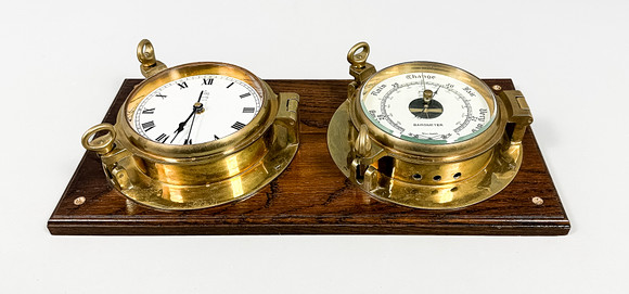 BAROMETER & SHIP WATCH, brass, Pilot Marine, probably from Jagaren ...