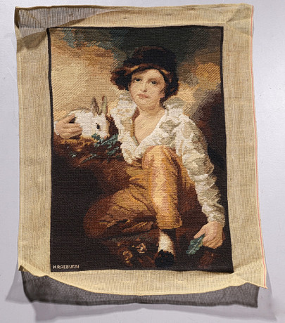 “THE BOY WITH THE RABBIT” IN SEMICOLON AND PETIT POINT. Carpets ...