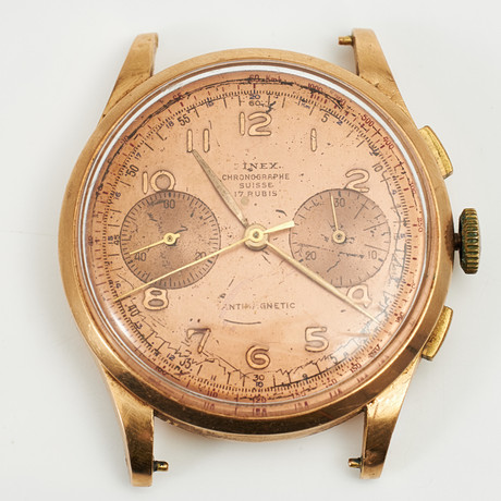 INEX, wristwatch, Chronograph Suisse, 18 k gold, 1940/50s. Clocks ...
