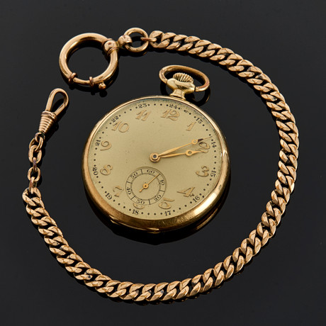 POCKET WATCH, 14K gold, watch chain (not gold) and original carton ...