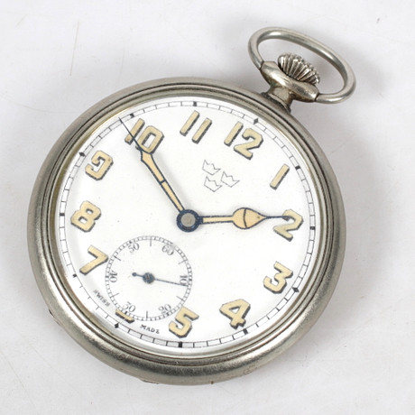 A steel pocket watch marked “Three Crowns”, hand-commissioned, 20th ...