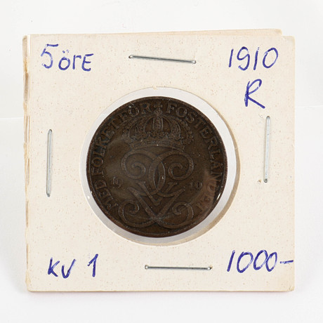 MYNT 5 öre 1910. Mynt, Medaljer & Frimärken - Mynt & Sedlar - Auctionet