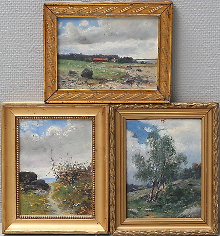 KONRAD SIMONSSON. Öl auf Platte, 3 Stück, signiert. Kunst & Gemälde ...