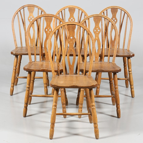 A set of 6 wooden chairs, Windsor model. Furniture - Armchairs & Chairs ...