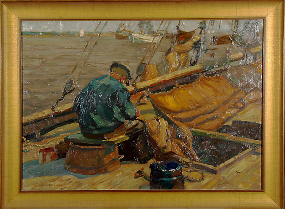 OTTO ANTOINE. "Sail patchers on the Szczecin Lagoon". Art - Paintings ...