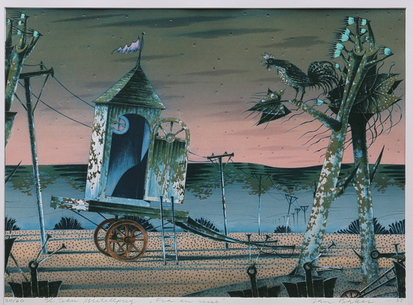 JAN BAKER, litografi, "Fra en reise", metallskimmer, numrerad 33/60 ...