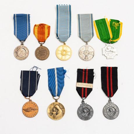 A set of nine Finnish medals from the 1940s to the second half of the ...