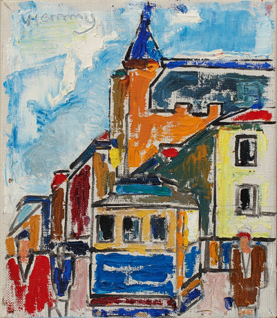 WILHELM HENNING. Gothenburg motif with tram, oil on canvas, signed. Art ...